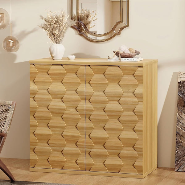 Fluted Bar Cabinet with Storage, 31.5" Coffee Bar Buffet Sideboard Cab ...